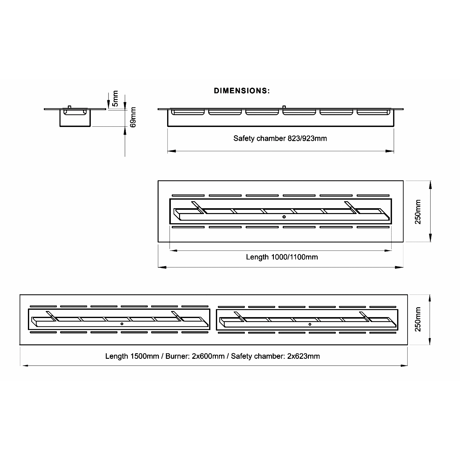 Decoflame Baseplate 100 cm | Ethanol Brenner